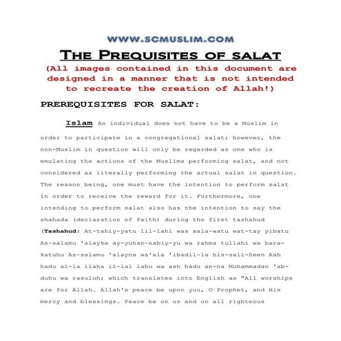 The prequisites of salat www.scmuslim.com