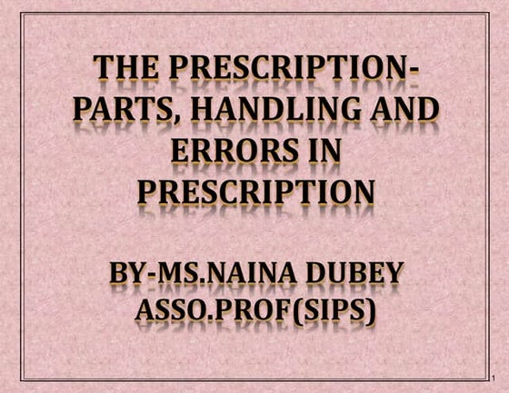 Writing a prescription (pharmacology practical class) | PPT
