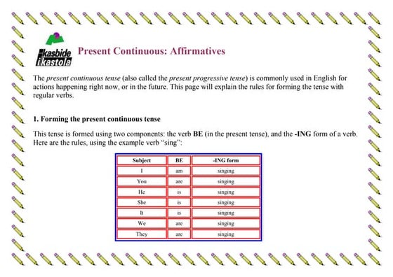 Present continuous completo | PDF