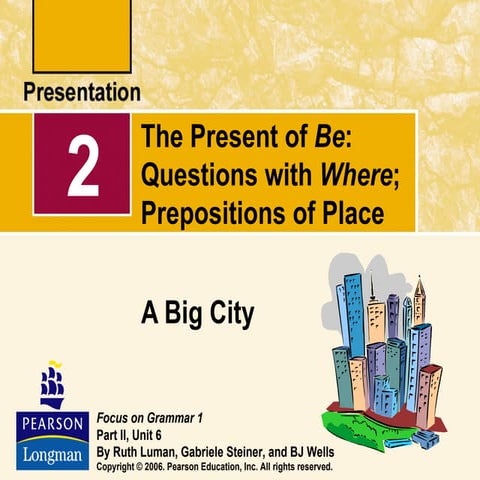 The present of be, questions with where, prepositions of place | PPS