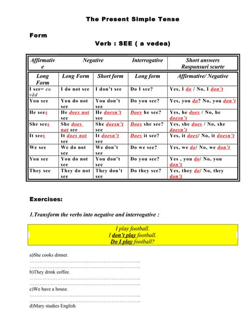 Present simple | PDF