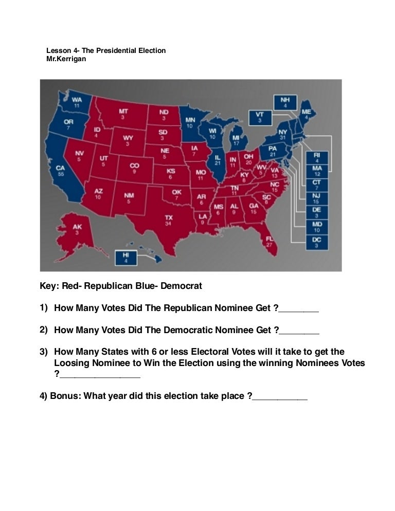 The presidental election worksheet