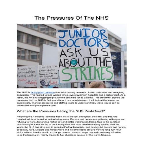 The Pressures Of The NHS | PDF