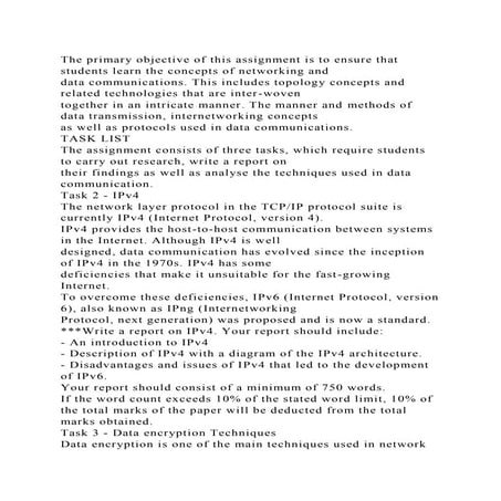 The primary objective of this assignment is to ensure that students .docx