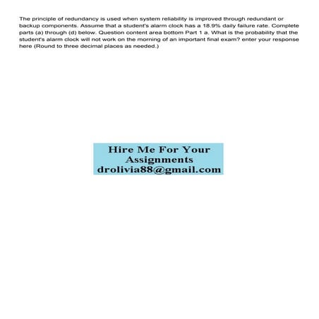 The Principle Of Redundancy Is Used When System Reliability Pdf