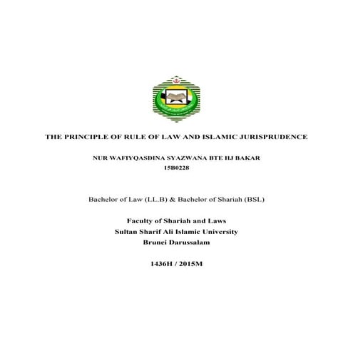 The Principle of Rule of Law and Islamic Jurisprudence | PDF