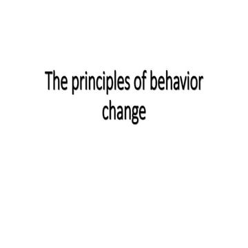 The principles of behavior change social and behavioral science | PDF