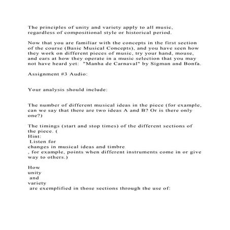 The principles of unity and variety apply to all music, regardless o.docx