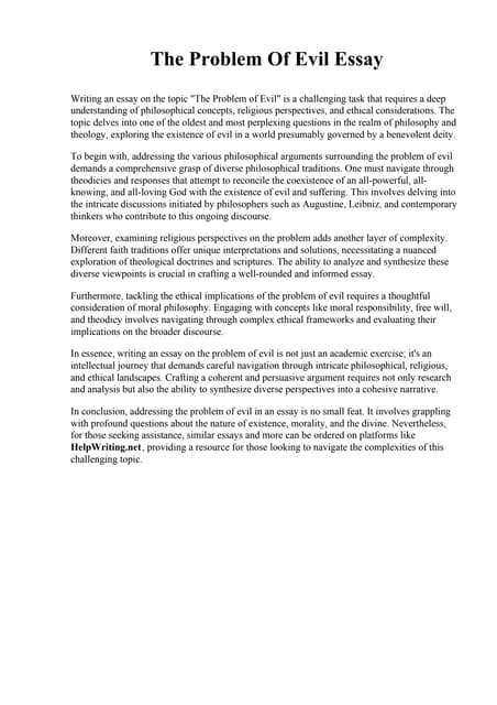 Good Vs Evil Essays | PDF