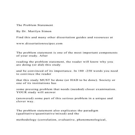 The Problem Statement By Dr. Marilyn Simon Find this a.docx