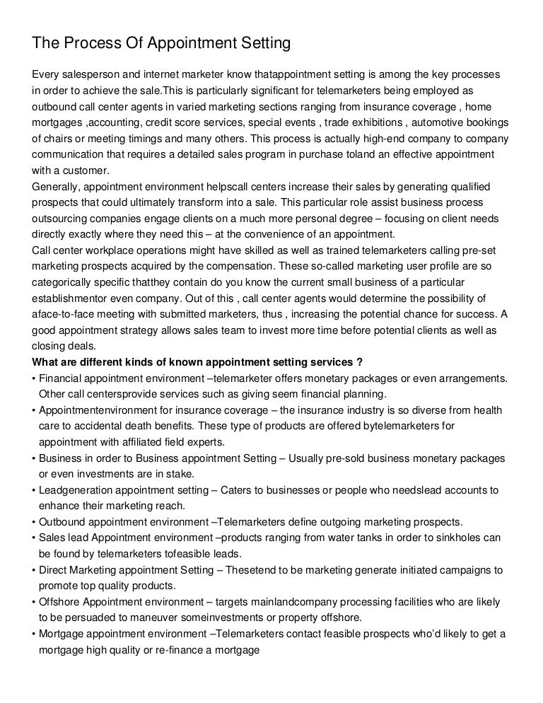 The Process Of Appointment Setting