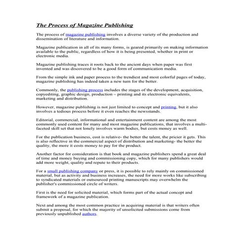 The Process Of Magazine Publishing | PDF