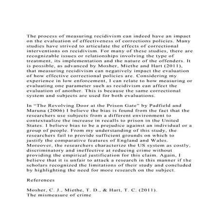 The process of measuring recidivism can indeed have an impact on.docx