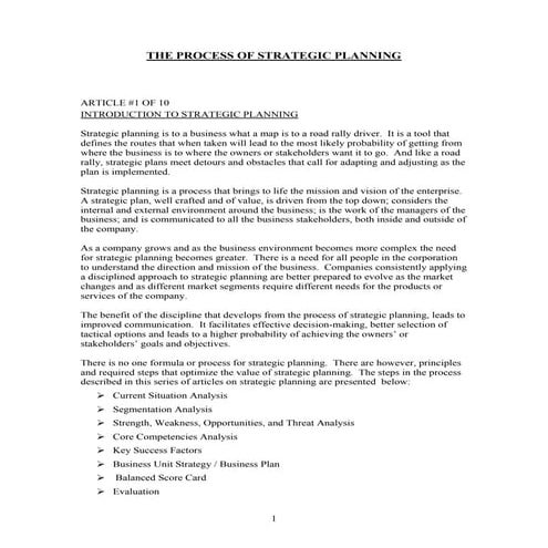 The process of strategic planning | PDF