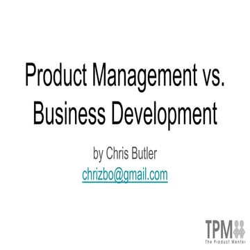 Product Management vs. Business Development | PPTX