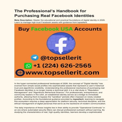 Mastering Digital Identity Management: Purchasing Real Facebook ...