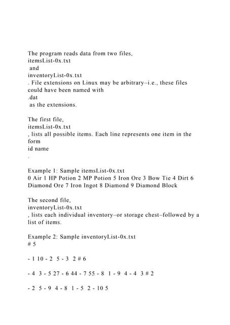 The Program Reads Data From Two Files Itemslist 0x Txt And Docx