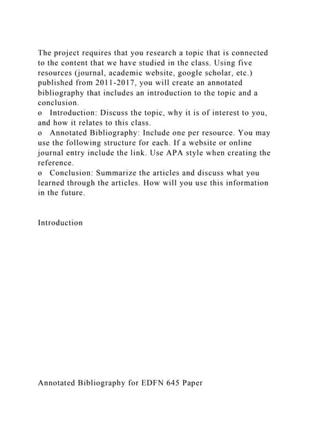 Annotated Bibliography Summary | PDF