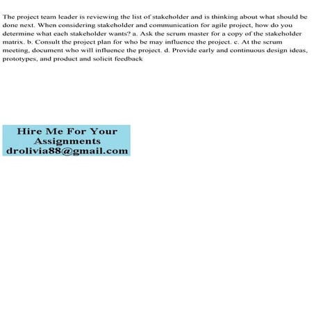 The project team leader is reviewing the list of stakeholder and is .pdf