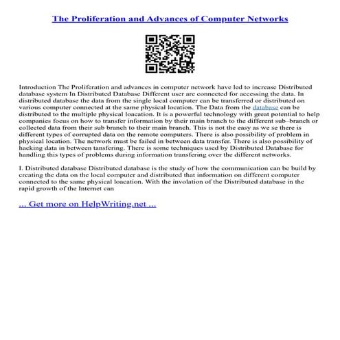 The Proliferation And Advances Of Computer Networks | PDF | Databases ...