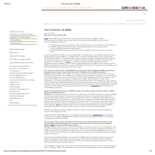 The promise of xbrl ohio cpa interview with liv watson | PDF