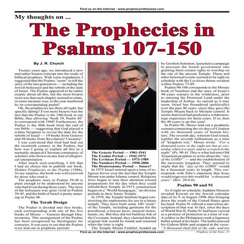 The Prophecies In Psalms 107-150 - Prophecy In The News Magazine - Feb ...