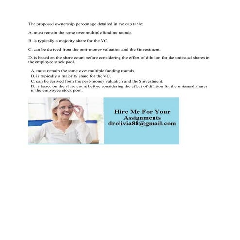 The proposed ownership percentage detailed in the cap table- A- must r.pdf