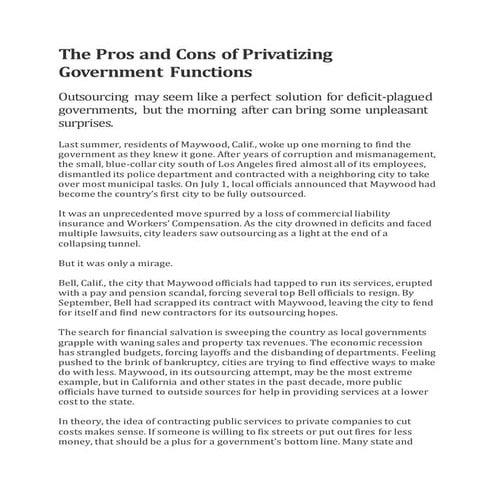 The Pros and Cons of Privatizing Government Functions.docx