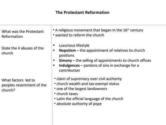 Protestant reformation notes | PPT