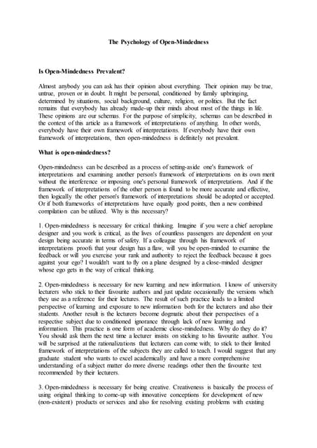 Developing open mindedness | PPTX