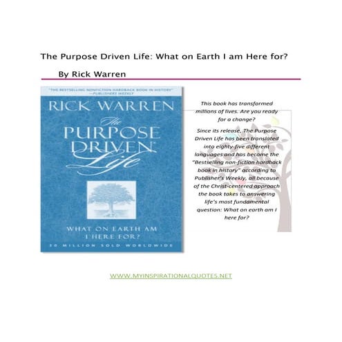 The Purpose Driven Life 1- 7 days | PDF | Spirituality | Religion ...
