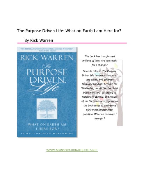 The Purpose Driven Life | PPT