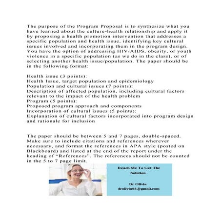 The purpose of the Program Proposal is to synthesize what you have l.docx