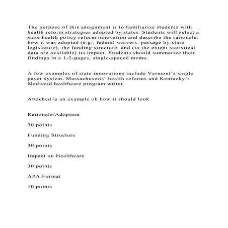 The purpose of this assignment is to familiarize students with healt.docx