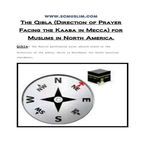 The qibla (direction of prayer facing the kaaba in mecca) for muslims ...