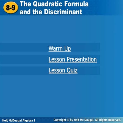 The Quadratic Formula and the Discriminant (1).ppt
