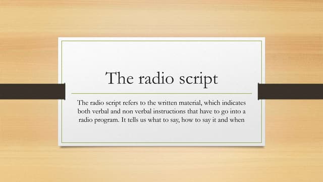 Example radio script | PDF