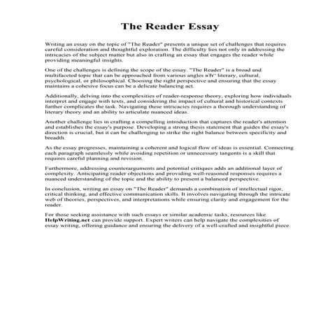 The Reader Essay. United States Merchant Marine Academy | PDF