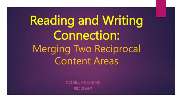 Reading and writing presentation | PPTX | Education