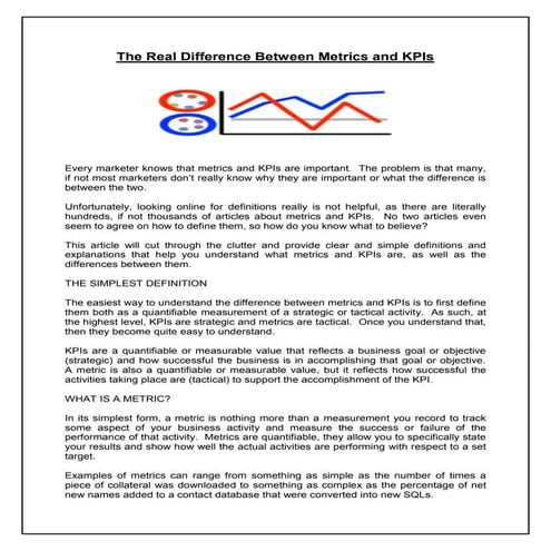 The Real Difference Between Metrics and KPIs | PDF