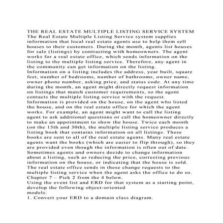 THE REAL ESTATE MULTIPLE LISTING SERVICE SYSTEMThe Real Estate M.docx