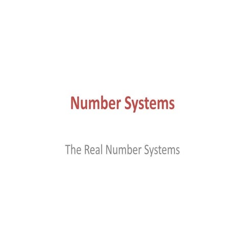 The Real Number System | Ppt