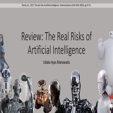 The Real Risks of Artificial Intelligence | PPTX