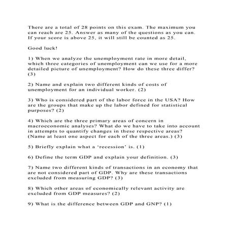 There are a total of 28 points on this exam. The maximum you can rea | PDF