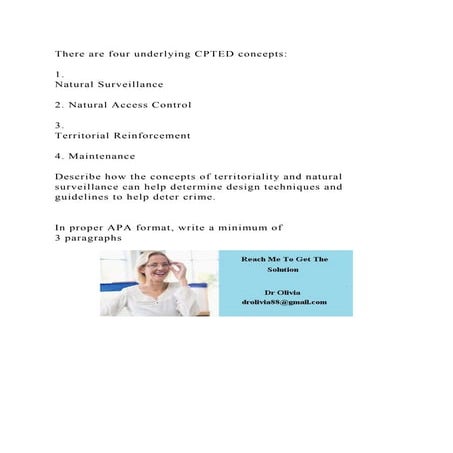 There are four underlying CPTED concepts1. Natural Surveillan | DOCX