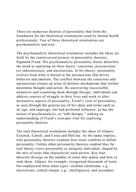 Neo-psychoanalytic approaches to personality include theorists such .docx