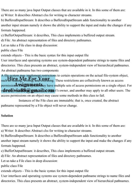 There Are So Many Java Input Output Classes That Are Available In Itpdf