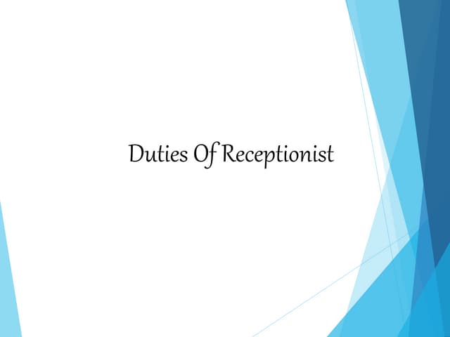 Chap 3 the receptionist | PPT | Telecommunications Industry | Industries