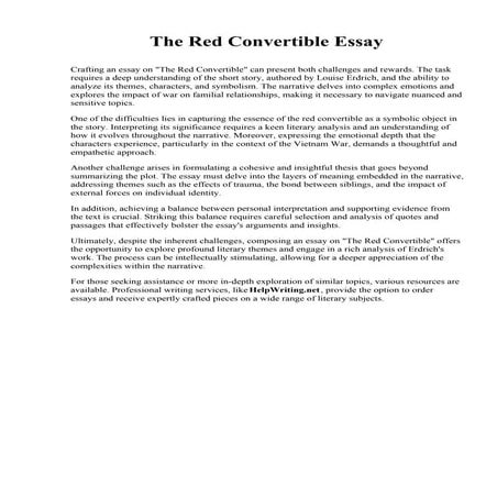 The Red Convertible Essay | PDF