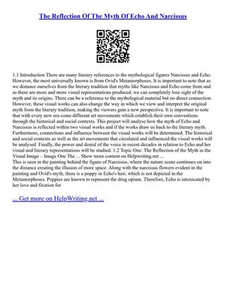 The myth of narcissus and echo ( their traces in the modern world) | PDF